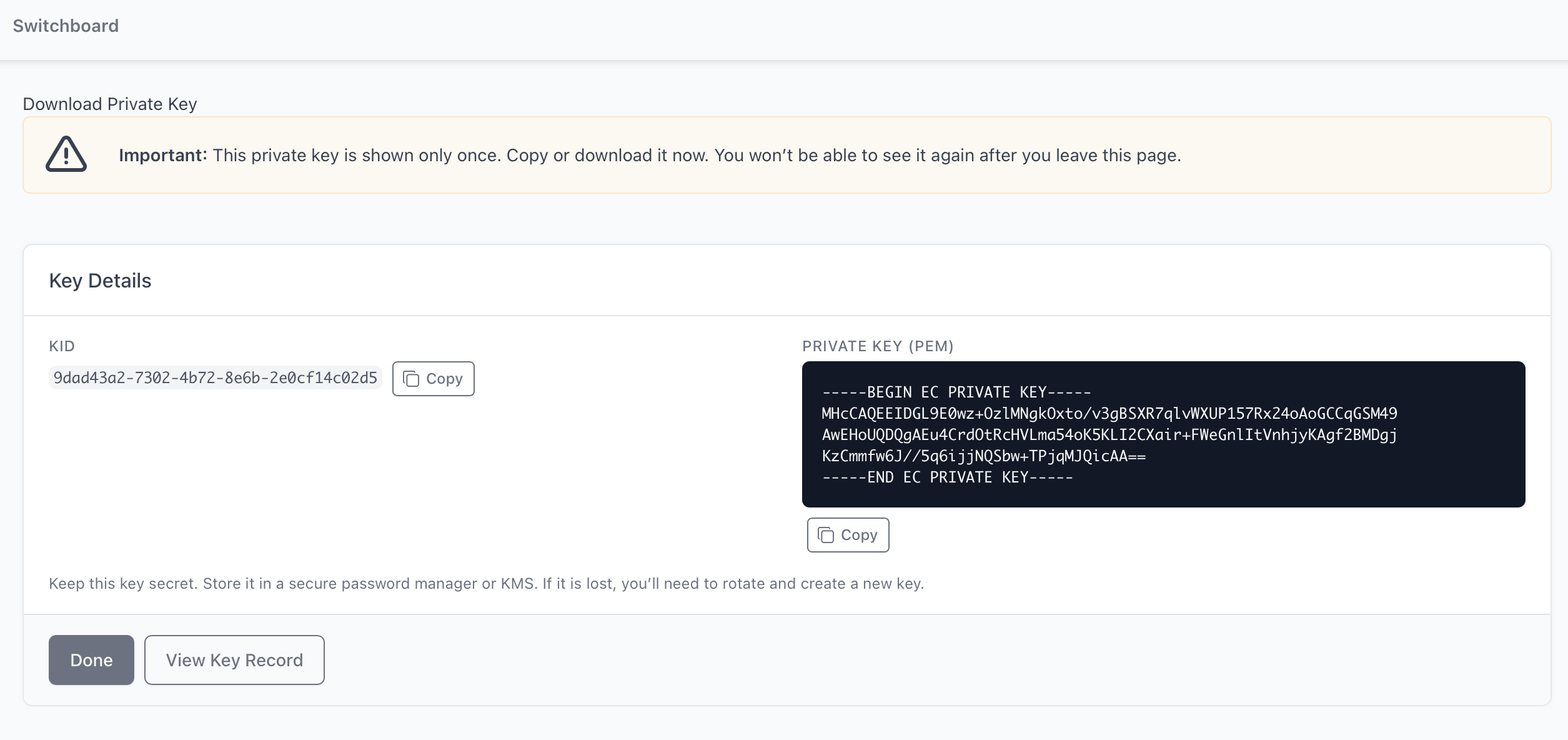 Viewing and Creating Keys – App47, Inc.